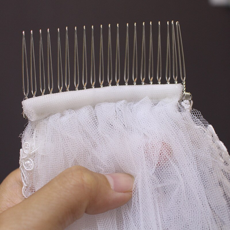 Short One Meter Lace Edge 1T Wedding Veil with Comb Vintage White Ivory ...