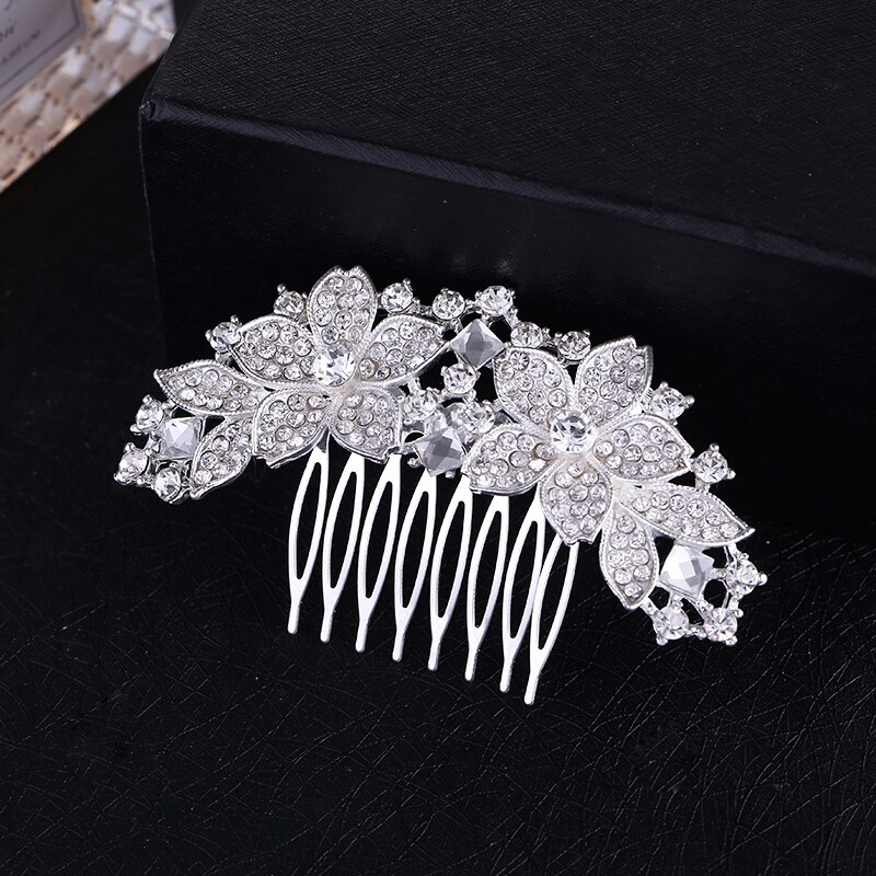 TDQUEEN Bridal Wedding Hair Comb Tiara Silver Plated Crystal Rhinestone ...